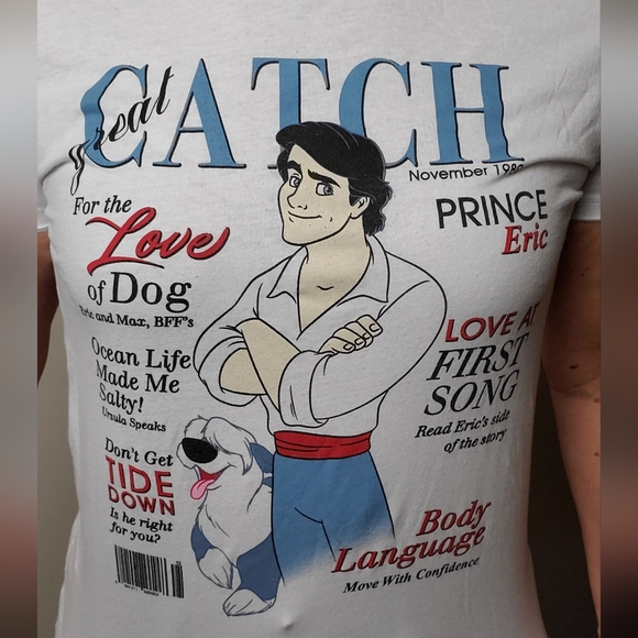 Disney | Tops | Disney Prince Eric Little Mermaid White Tshirt With ...